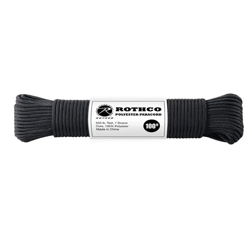 Enhanced Black Polyester Paracord Survival Rope