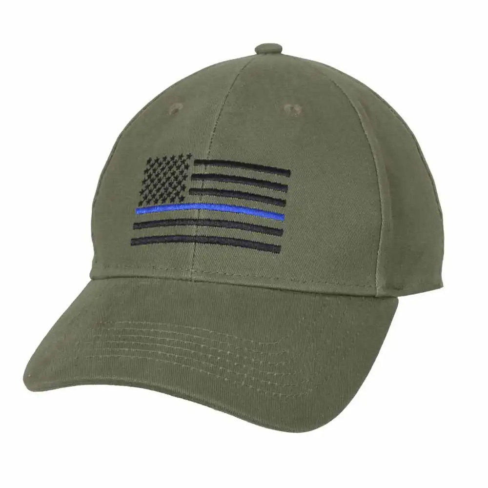 Embroidered OD Thin Blue Line Flag Police Baseball Cap