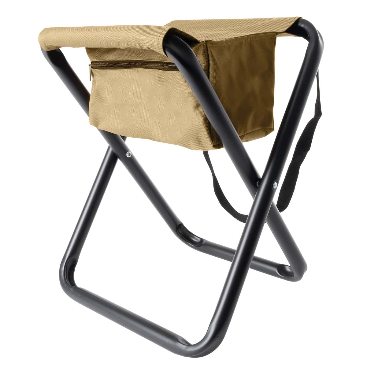 Folding Camp Stool with Gear Pouch Below Seat