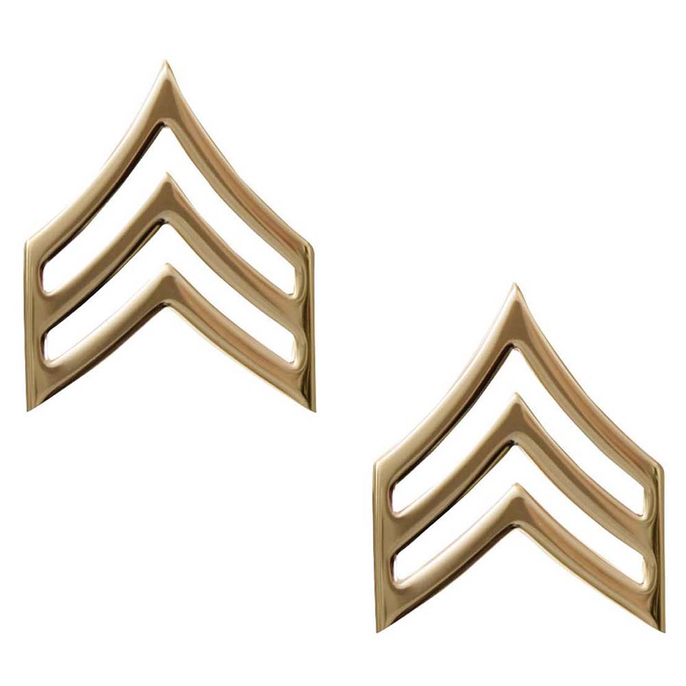 Army Sergeant E-5 Brass Insignia Set - Made in USA
