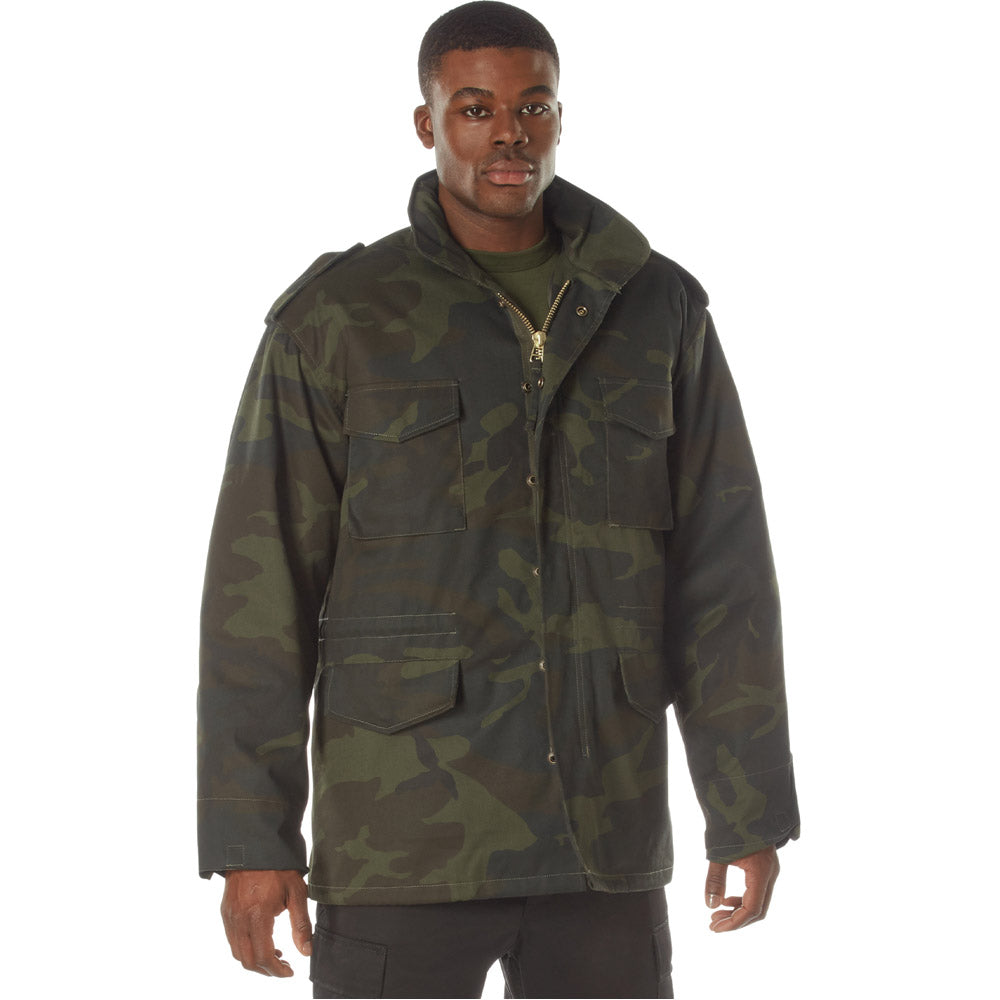 Midnight Woodland Camouflage Military Field Jacket & Liner