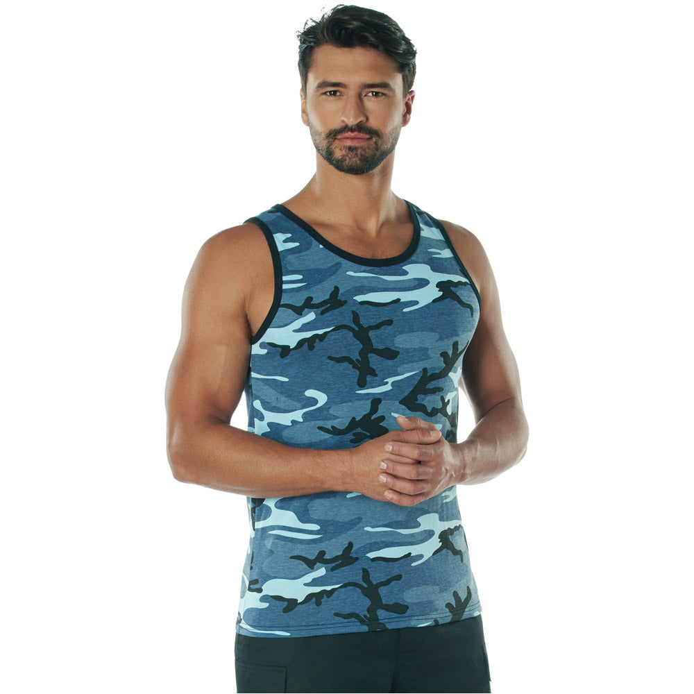 Sky Blue Camouflage Classic Military Tank Top