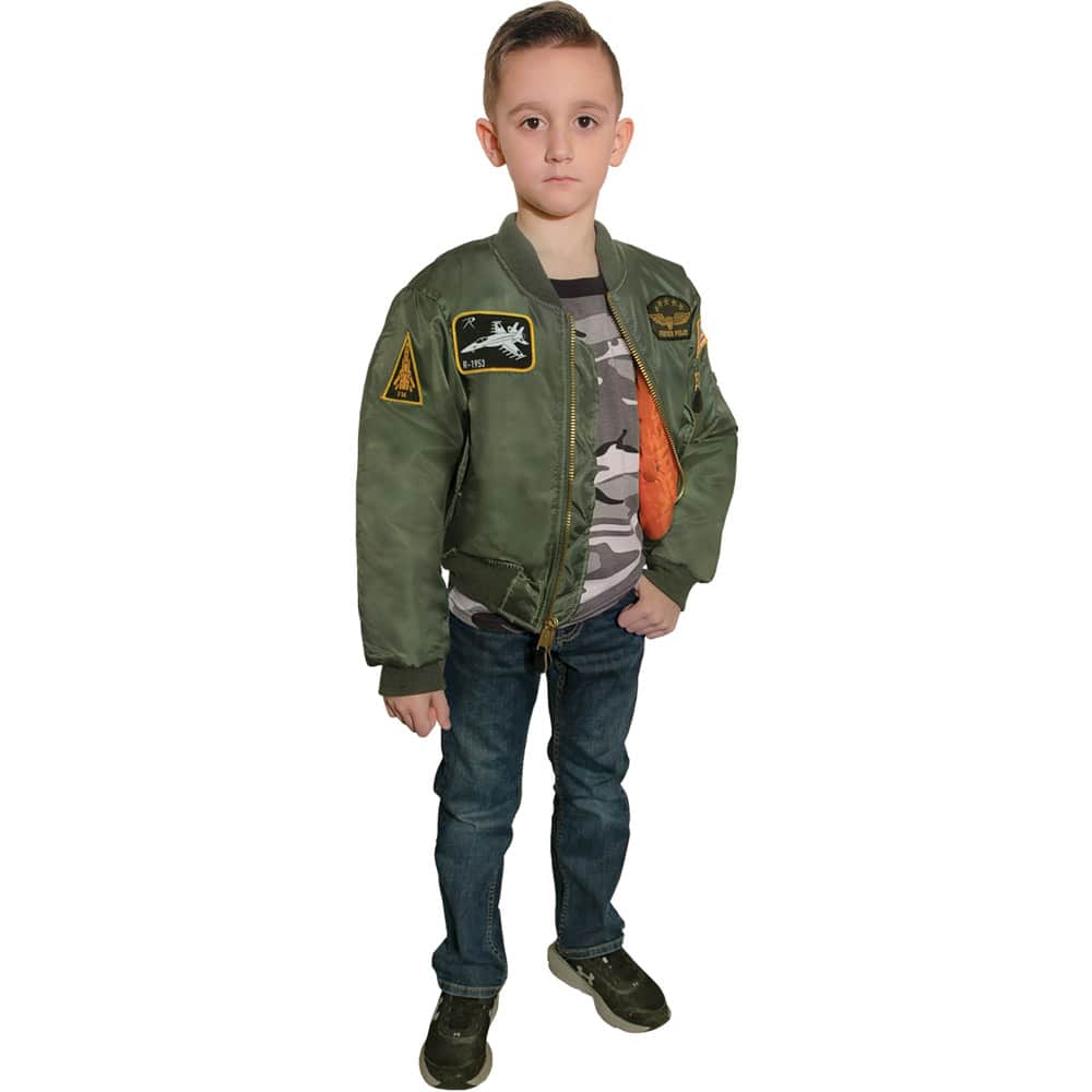 Kids MA-1 Flight Jacket with Insignia Patches